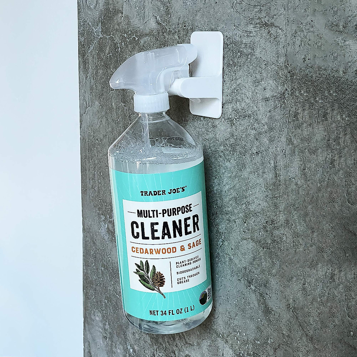 Crebri Wall Hooks for Spray Bottle, Salf-Adhesive Spray Bottle Holder, for Spray Bottles up to 32 oz - White, 2 Pack