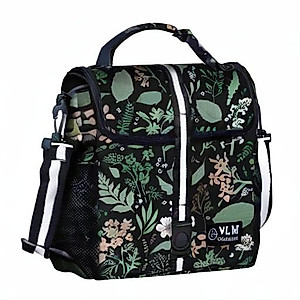 VLM Lunch Bags for Women,Leakproof Insulated Floral Lunch Box with Adjustable Shoulder Strap Reusable Zipper Cooler Tote Bag for Work,Picnic,Camping