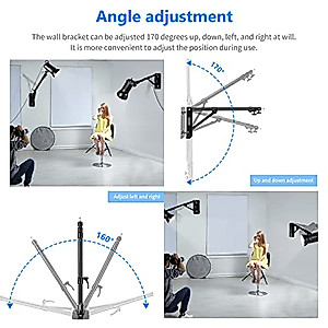 Neewer Wall Mounting Triangle Boom Arm for Ring Light, Monolight, Softbox, Reflector, Umbrella, and Photography Strobe Light, Support 180 Degree Rotation, Max Length 4.3 feet/130cm (Black)