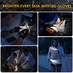 LED Flashlight Gloves - Gifts for Men, Unique Stocking Stuffers, Cool Camping Fishing Accessories and Gadgets