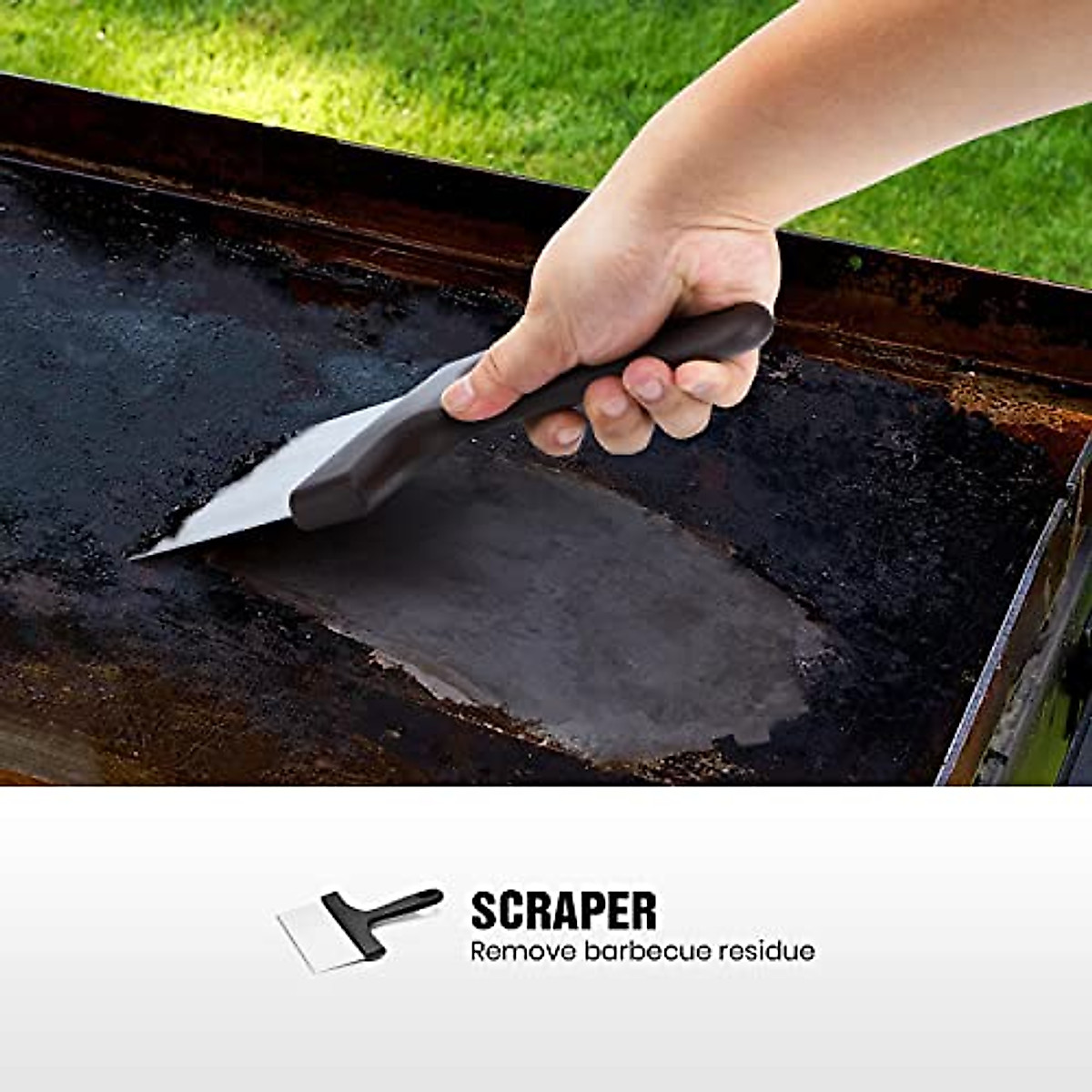 GoXteam 31pcs Griddle Cleaning Kit for Blackstone,Blackstone Cleaning kit,Blackstone Grills Accessories 1 Cleaning Handle,25pcs Scouring Pads,4 Cleaning Bricks,Griddle Scrapers