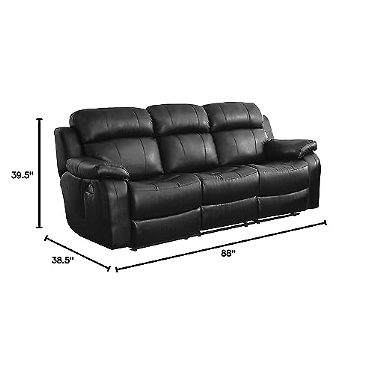 Lexicon Odeum Manual Double Reclining Sofa, Black
