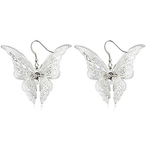 Comelyjewel Women's Silver Plated Filigree Butterfly Drop Dangle Hook Earrings (Filigree Butterfly)