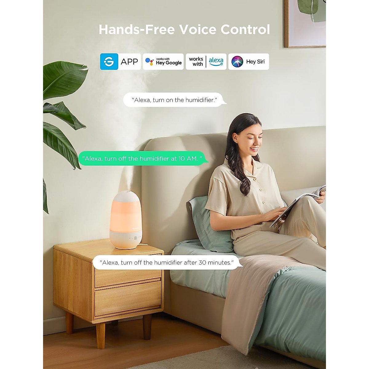 GoveeLife Smart Mini Humidifier for Baby Nursery, Top Fill Cool Mist Humidifier with Scent Diffuser & Nightlight, Built-in Sensor, Works with Alexa, Ultrasonic Humidifiers for Home, Bedroom and Plants