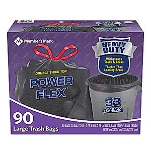 Member Mark 33 Gal. Power-guard Drawstring Trash, 90 Count by Member Mark