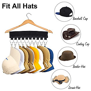 QHWLKJ Hat Rack for Baseball Caps,Hat Hanger Holder Rack for Hanger & Room Closet Display, 2Pack 20 Hat Storage Clips+10 hat Racks for Hang Ball Caps Beanie & Accessories, for Men, Boy Women Gift