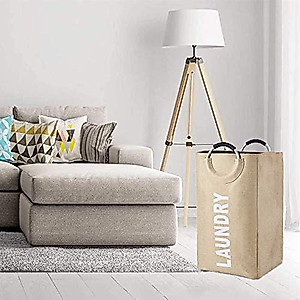 FROPACKZO 45L Collapsible Storage Laundry Hamper Folding Laundry Baskets laundry bag, With Metal handle, Bedroom Storage Toys Clothing Organization (Color : Beige)