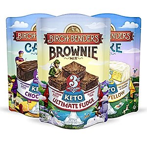Birch Benders Keto Chocolate Cake, Keto Classic Yellow Cake, and Keto Ultimate Fudge Brownie Mix Variety Pack, 3 Pack (10.9oz each)