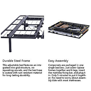 Adjustable Bed Frame Base, Wireless, 5 Minutes Quick Assembly, Zero Clearance, Zero Gravity, Whisper Quiet Durable Motor, Mattress Holder, Anti Snore, Best Gift for Family,Twin XL