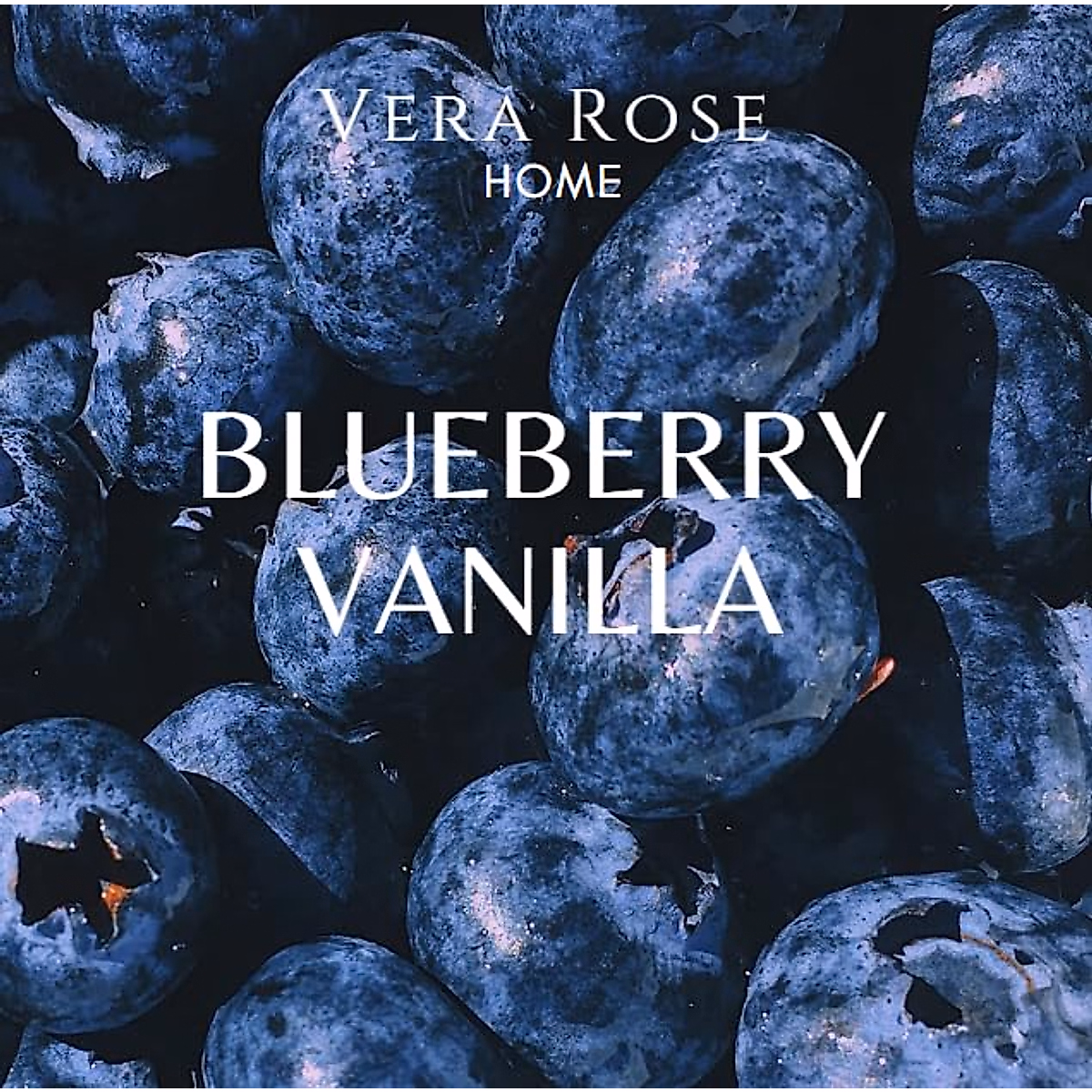 Vera Rose Home Blueberry & Vanilla Scented Soy Candle Long Burning Highly Scented Candles 60+ Hours Clean White Vegan Candle Odor Eliminating Candle Safe for Pets 12oz Jar
