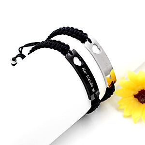 Uloveido Gift for Lover His Crazy Her Weirdo Stainless Steel Couple Bracelets for Women Men Jewelry Matching Set