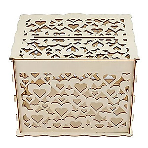 Ladieshow Card Box for Wedding, Gift Card Box DIY Wedding Money Case with Lock Wedding Card Box for Reception Party Favor Decoration Birthday Supplies (9.84 x 7.87 x 7.20 inch)