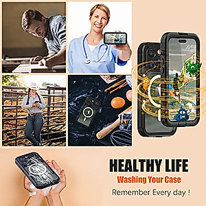 Nowvnvuy iPhone 14 Pro Max Waterproof Case with Screen Protector, Full Body Heavy Duty Protection Magnetic Case, Shockproof, Dustproof, Snowproof Case for iPhone 14 Pro Max 6.7 Inch (Black)