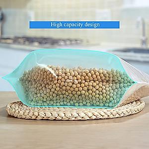 PENCK 2.5L Moisturize Proof Storage Bags 5Pcs Reusable Plastic Bags Emergency Water Storage Large Capacity Clear Cereal Dry Food Containers Stand Up Grain Sealed Bag with Funnel