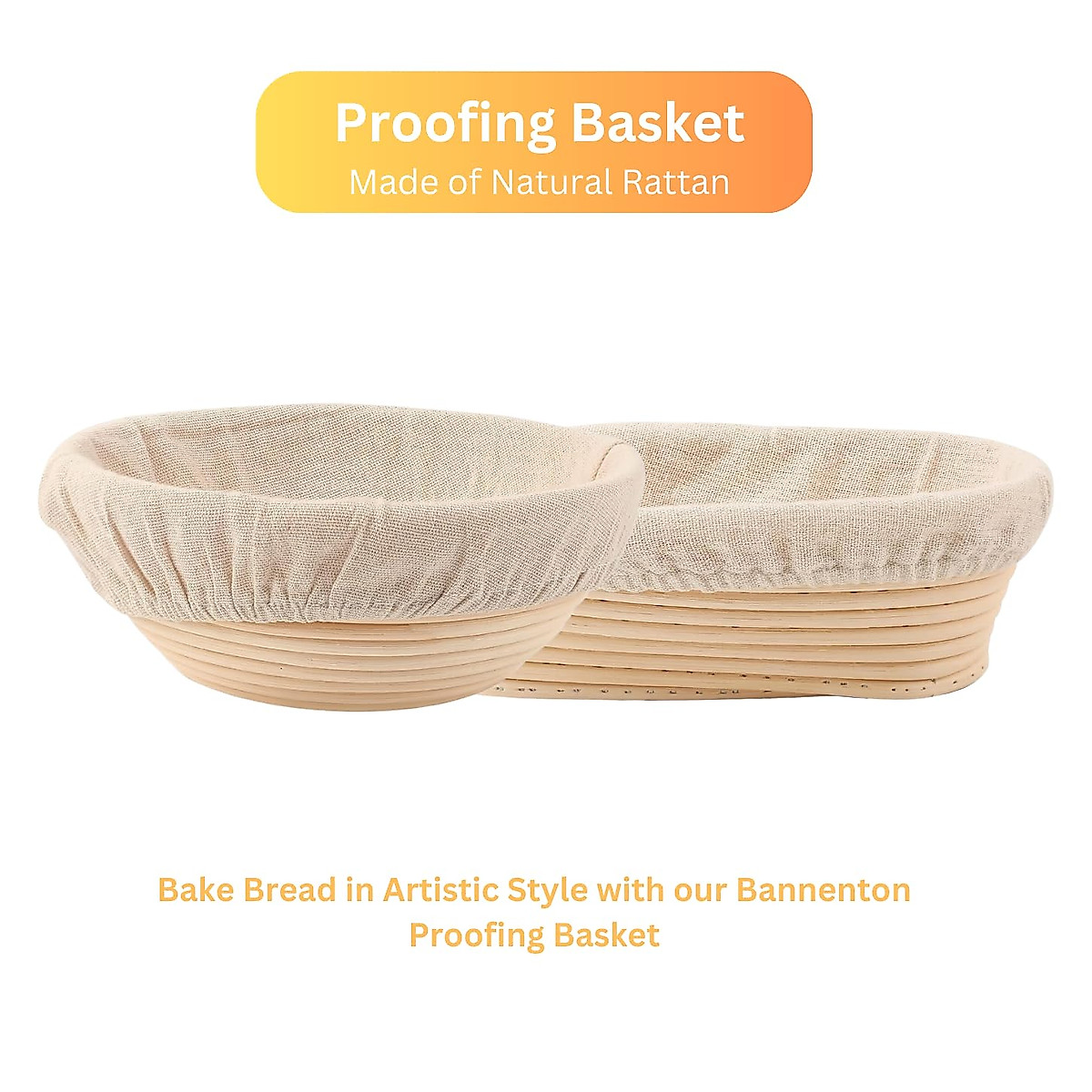 H3EXPERTS 12 Pieces Banneton Bread Proofing Basket Set of 2-10" Round & 9.6" Oval Baskets - Sourdough Bread Baking Supplies - Bread Making Tools and Supplies - Sourdough Starter Kit - Bread Proofer