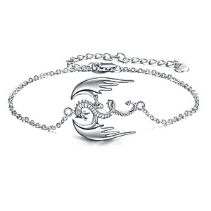 URONE Viking Dragon Bracelet Sterling Silver Legendary Dragon Religious Jewelry Gift for Women Men