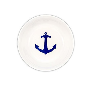 Camco Blue and White Nautical Design 12 Piece Dishware Set- Includes Marine Style Plates and Bowls | Perfect Boating, Sailing, Fishing, The Beach and More | Melamine Material -(41951)