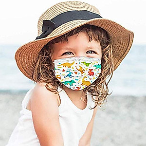 Children's Disposable Face Covering Industrial 3-Layer with Nose Clip,Breathable and Skin-Friendly 50pc (Style 10)