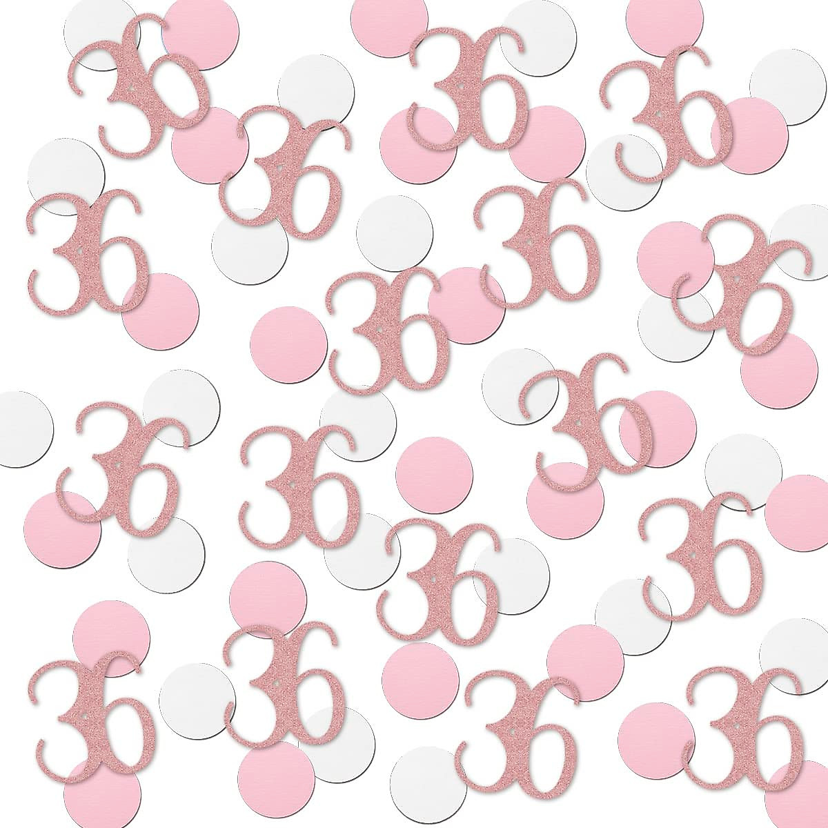 Rose Gold 36 Confetti, 36th Glitter Birthday Number Confetti, 200pcs Anniversary Party Table Decoration Supplies