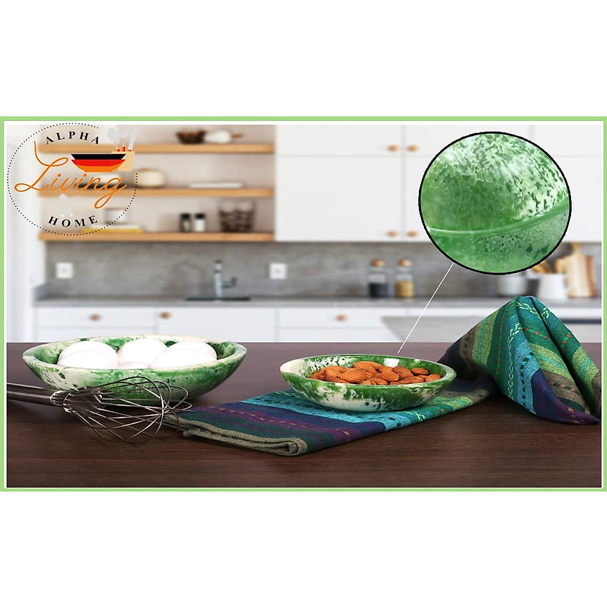 Alpha Living Home Handmade Countertop Fruit Basket, Resin Bowls for Kitchen, Restaurant, Dining Room, Decorative Table Centerpiece for Bread, Snack, Household Item Storage - Pack of 3