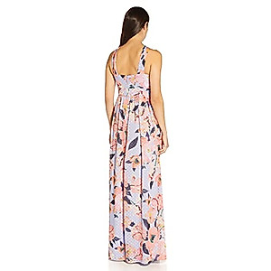 Adrianna Papell Women's Printed Chiffon Halter Gown, Opal/Coral Multi, 14