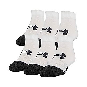 Under Armour Unisex-Child Performance Tech Low Cut Socks, Multipairs , White (6-Pairs) , Small