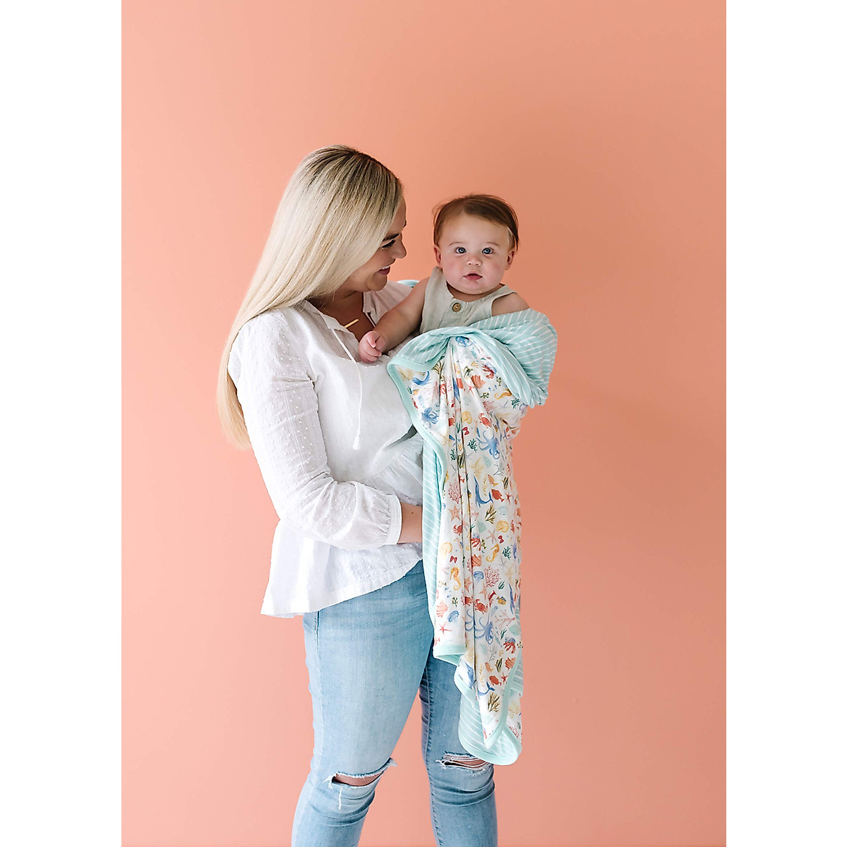 Large Premium Knit Baby 3 Layer Stretchy Quilt Blanket"Nautical" by Copper Pearl