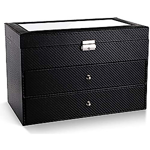 Nicunom 18 Slots Sunglasses Organizer Collector Eyeglasses Sunglass Glasses Storage Box Eyeglasses Eyewear Display Case with Drawer, Lockable, Black