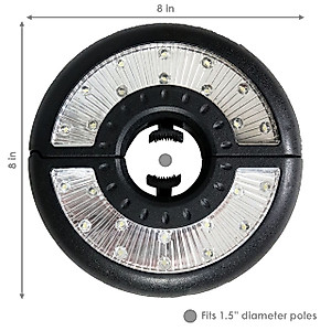 Sunnydaze 24-LED Umbrella Lights 2-Panel Cordless Light Ring for Patio Umbrellas - Battery Operated - Black - Set of 2