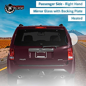 Passenger Side Mirror Glass Assembly With Plastic Backing Plate Heated Compatible with 2009-2015 Honda Pilot