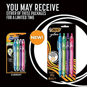 BIC Gel-ocity Quick Dry Fashion Retractable Gel Pens, Medium Point (0.7mm), 4-Count Gel Pen Set, Colored Gel Pens With Full-Length Grip