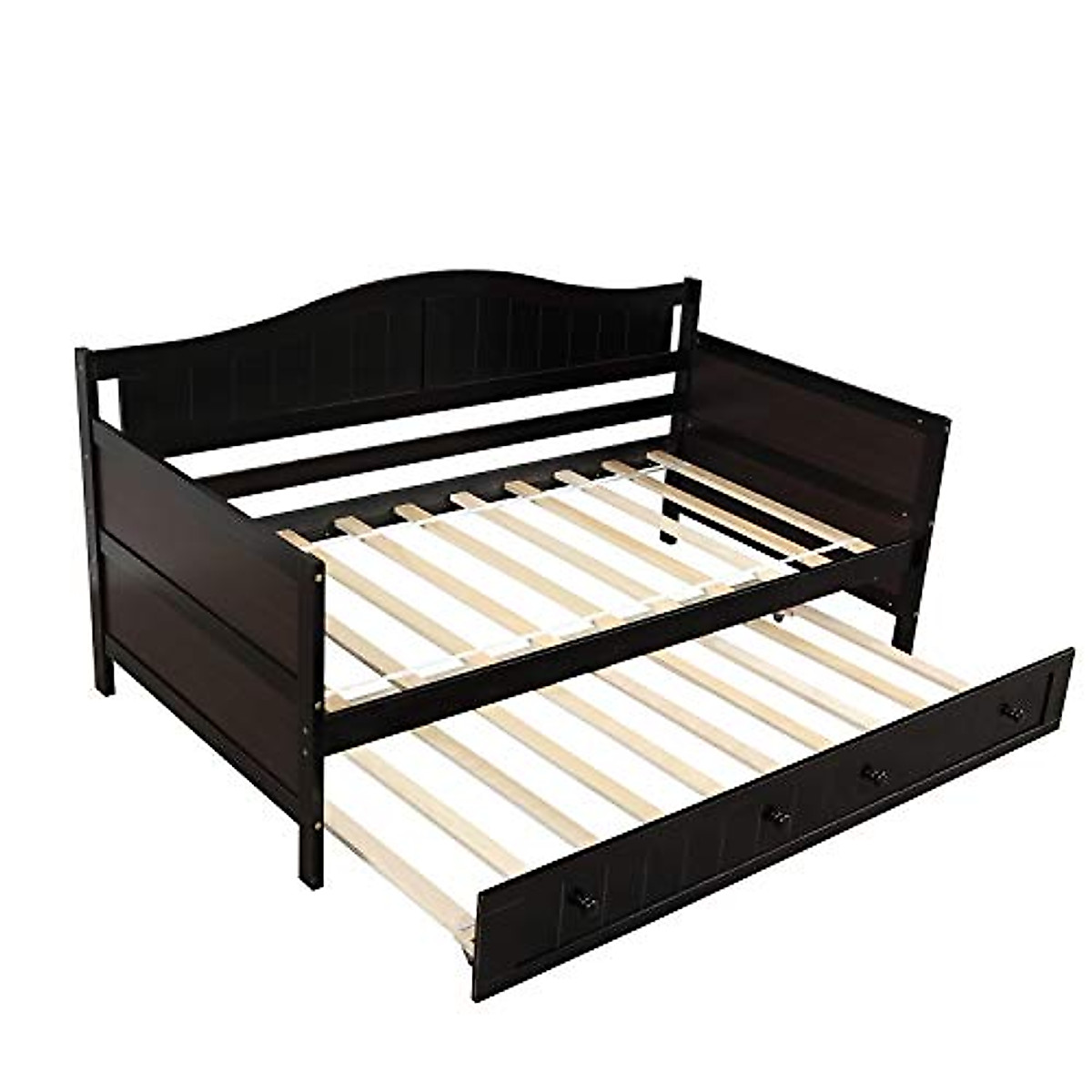 Merax Classic Wood Daybed with Trundle Twin to King Day Bed Frame No Box Spring Needed
