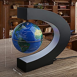 Gifts for Men, Graduation Gifts for Him, Birthday Gifts for Kids, REHAVE Magnetic Levitation Floating World Map Globe with C Shape Base, LED Light Lamp - Gifts for Boss, Boyfriend, Fathers Day Gifts
