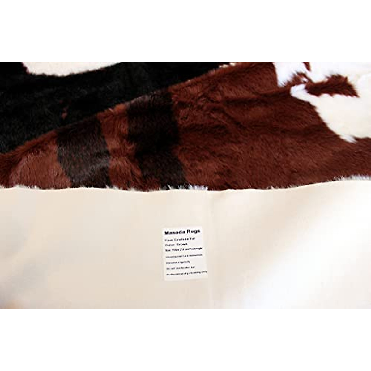 Masada Rugs, Faux Fur Cowhide Area Rug Brown Black White (3 Feet X 5 Feet)