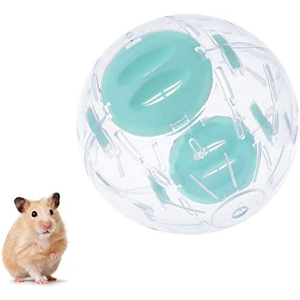 Hamster Exercise Ball 12cm 4.73inch Transparent Hamster Ball Running Hamster Wheel Cute Exercise Mini Ball for Dwarf Hamsters to Relieves Boredom and Increases Activity Chinchilla Cage(S, Blue A)