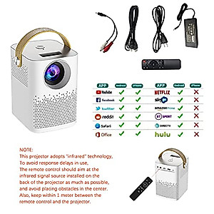 Laptop Projector WiFi Computer Projector Portable Video Outdoor Home Cinema HDMI 1080P/4K Support 8000L 120" Compatible with Smartphone Stick/PS4/USB/Tablet/Laptop/PC EXCEL PPT iOS Android V2-White