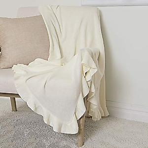 Best Home Fashion Ruffle Border Throw - Ivory - 50" W x 60" L - (1 Throw)