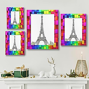 POFATO Rainbow Box 8x10 Picture Frame Wood Photo Frame for Tabletop Display Wall Mount Picture Frame Display 8 x 10 Inch Photo Wall Decor Home Gift Frames