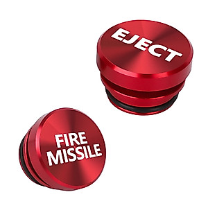Xotic Tech Eject and FIRE Missile Cigarette Lighter Push Button Plug Replacement Cover, Aluminum Red, Fit Cars Trucks SUVs with 12V Power Source