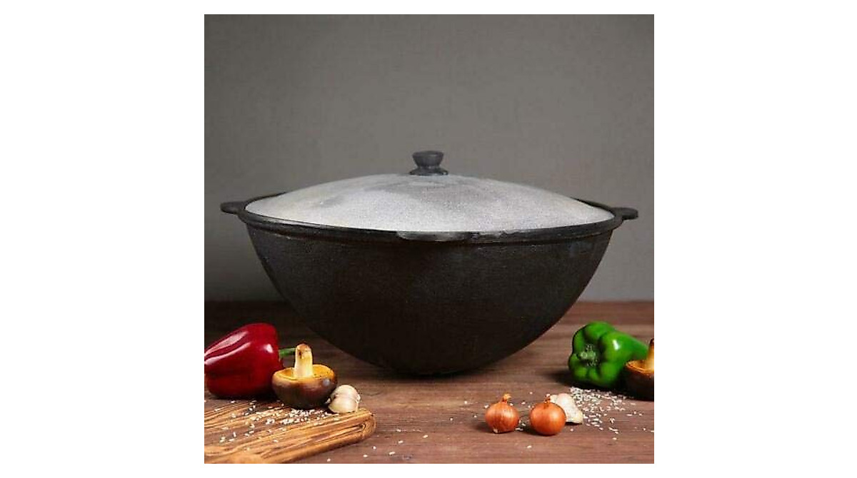 Free2Buy 22L Cast Iron Kazan Pot for Perfect Plov Cooking