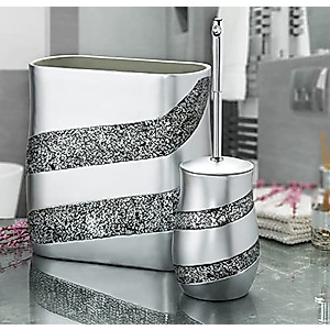 Creative Scents Silver Mosaic Bathroom Trash Can - Decorative Waste Basket for Bathroom - Durable Slim Space Friendly Small Trash Can for Bathroom, Powder Room, Bedroom, Living Room Or Office