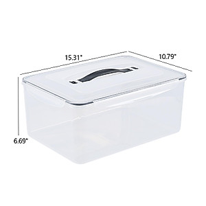 Qskely 4-Pack 15 Quart/14.5 L Kitchen Airtight Food Storage Container Set, Bread Keeper with Airtight Lid