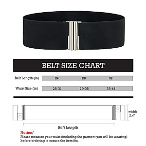 Alphyly Neries 2 Pack Womens Belt Wide Elastic Belt, Black Vintage Plus Stretchy Waist Belt, Cinch Trimmer Belt