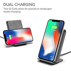 iOttie Ion Wireless Fast Charging Stand, Qi-Certified Charger 7.5W for IPhone XS Max R 8 Plus 10W for Samsung S9 Note 9, Includes USB C Cable & AC Adapter, Ash