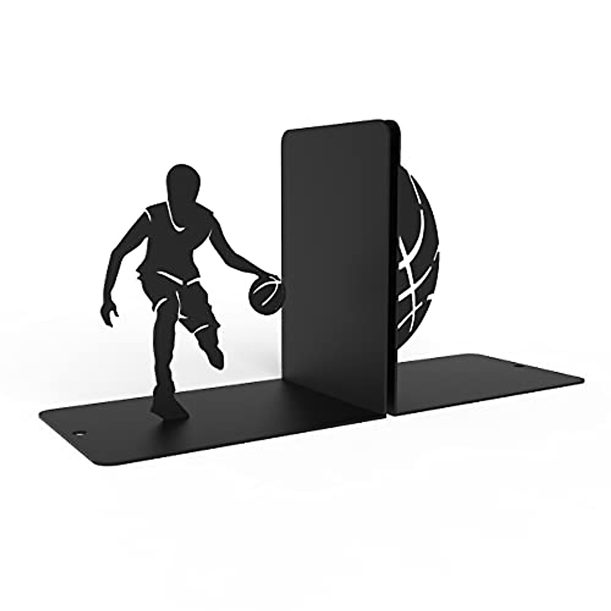 ESGO Basketball Bookends - Bookends for Shelves, Book Ends for Office, Modern Bookends for Desk and Bookshelves, Metal bookends, Heavy Duty Metal Black Bookend Support, Creative Book Ends.