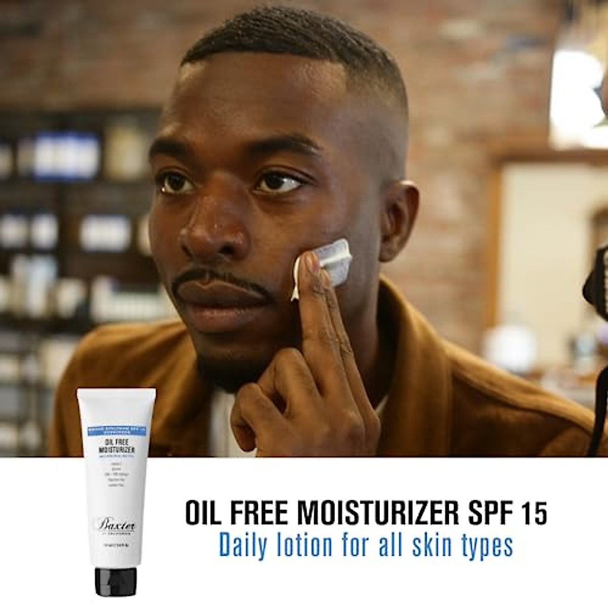 Baxter of California Oil Free Face Moisturizer with SPF15 for Men | UVA, UVB Defense | Fragrance-Free | All Skin Types | 3.4 OZ