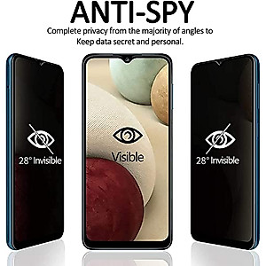 YWXTW Privacy Screen Protector for Samsung Galaxy A12/A13/A13 LTE/A32 5G/A03S/A02S, Upgraded Anti Spy Anti Peeping Tempered Glass Screen Protector Compatible with Galaxy A12/A13/A32 5G/A03S/A02S, 2-Pack (Black)