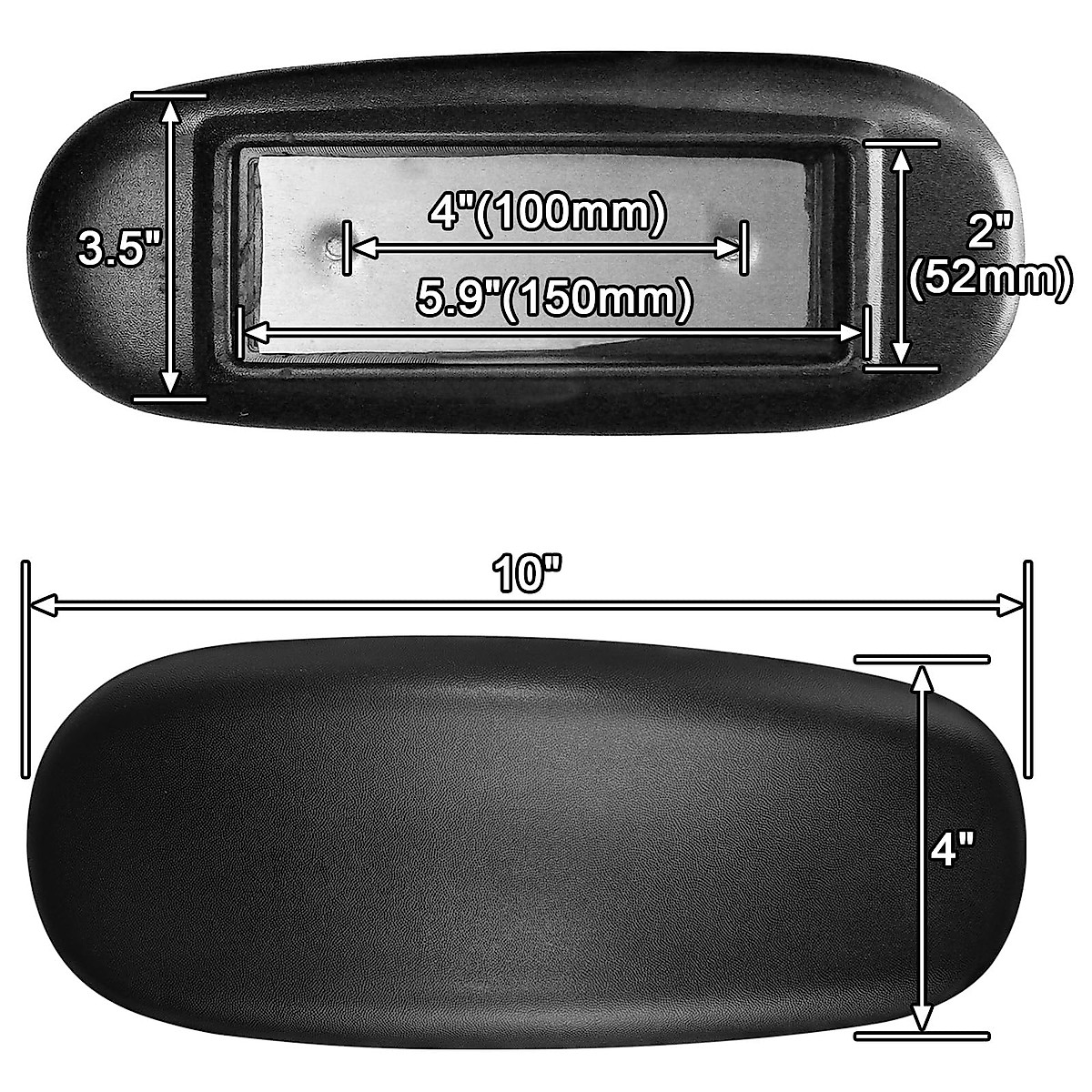AAGUT Office Chair Armrest Replacement Arm Pads Caps Universal 4" Mounting Hole PU Office Chair Parts 1 Pair (Black, Set of 2) with Screws and Wrench