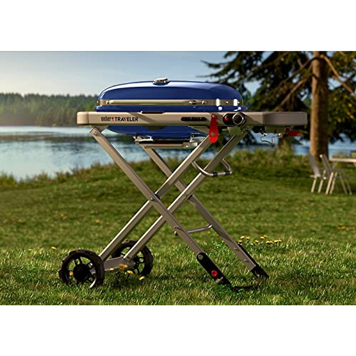 Weber Traveler Portable Gas Grill, Blue