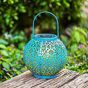 Solar Big Lantern Hanging Garden Outdoor Lights Metal Waterproof LED Table Lamp Decorative